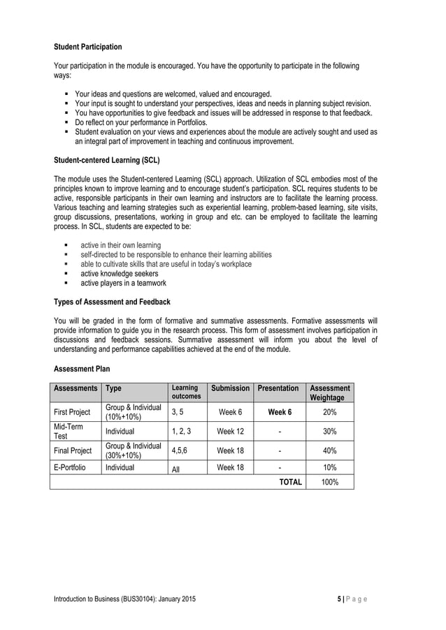 Introduction To Business Course Outline | PDF