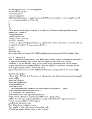 BUS 303 Entire Course (Human Resource Management - entirecourse.com) | PDF | Human Resources ...