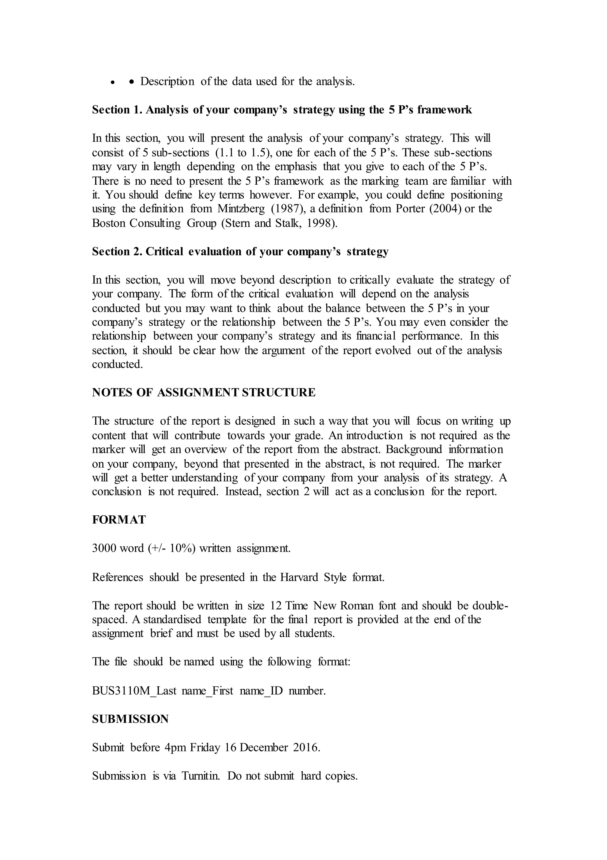 Bus3110m strategic management individual assignment | DOCX