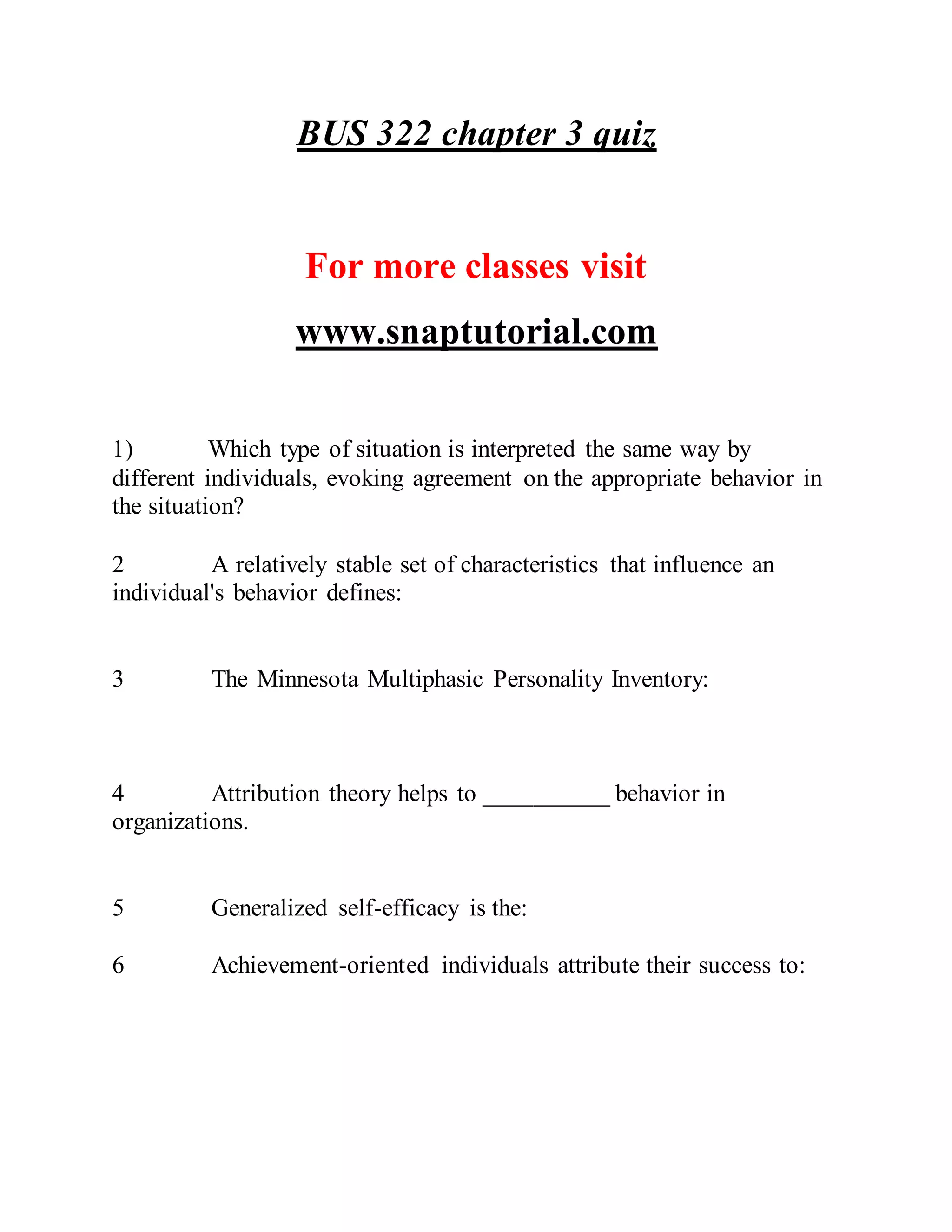 BUS 322 Massive Success / snaptutorial.com