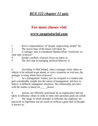 BUS 322 Massive Success / snaptutorial.com