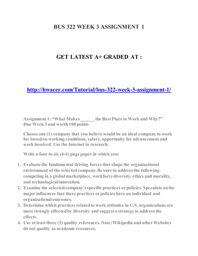 Bus 322 week 3 assignment 1 | PDF