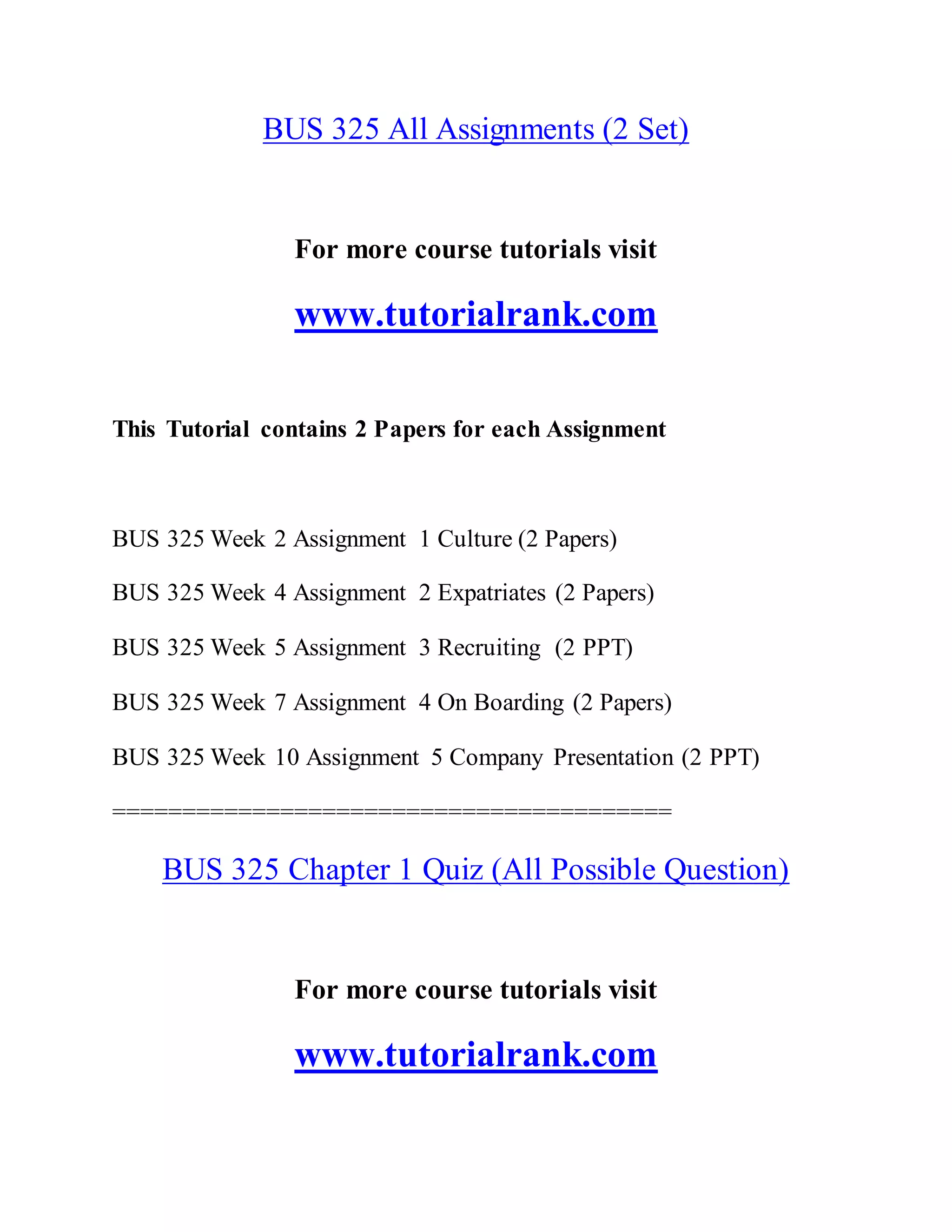 BUS 325 Effective Communication/tutorialrank.com