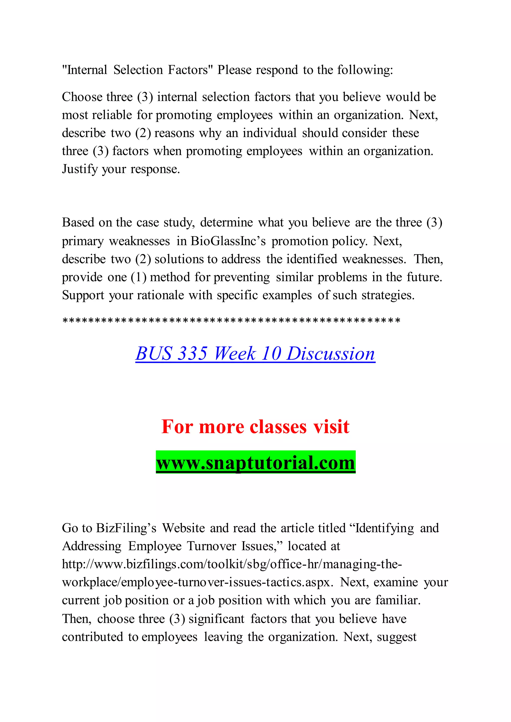 BUS 335 Exceptional Education / snaptutorial.com | PDF