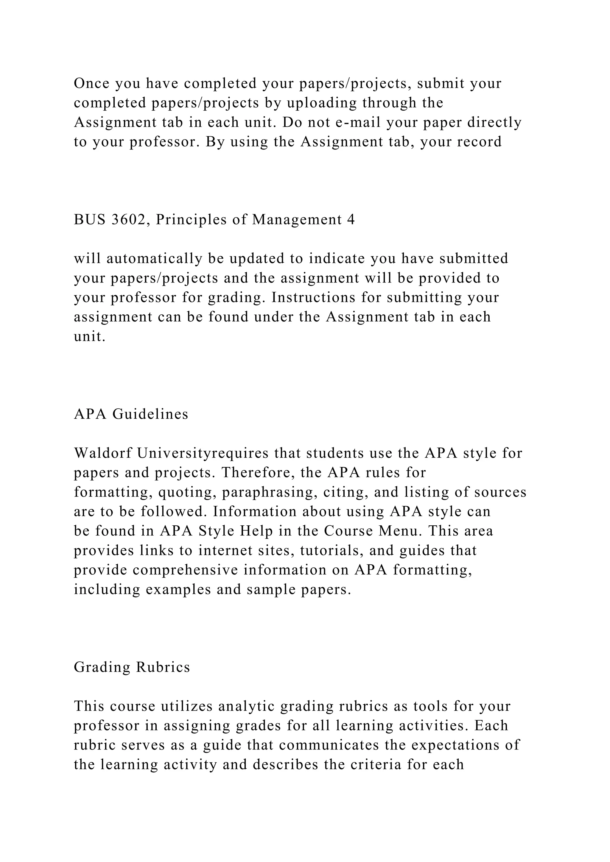 BUS 3602, Principles of Management 1 Course Description .docx