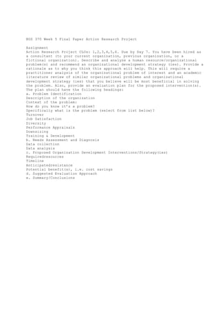 Bus 370 week 5 final paper action research project | PDF