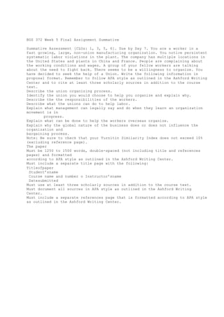 Bus 372 week 5 final assignment summative new | DOCX
