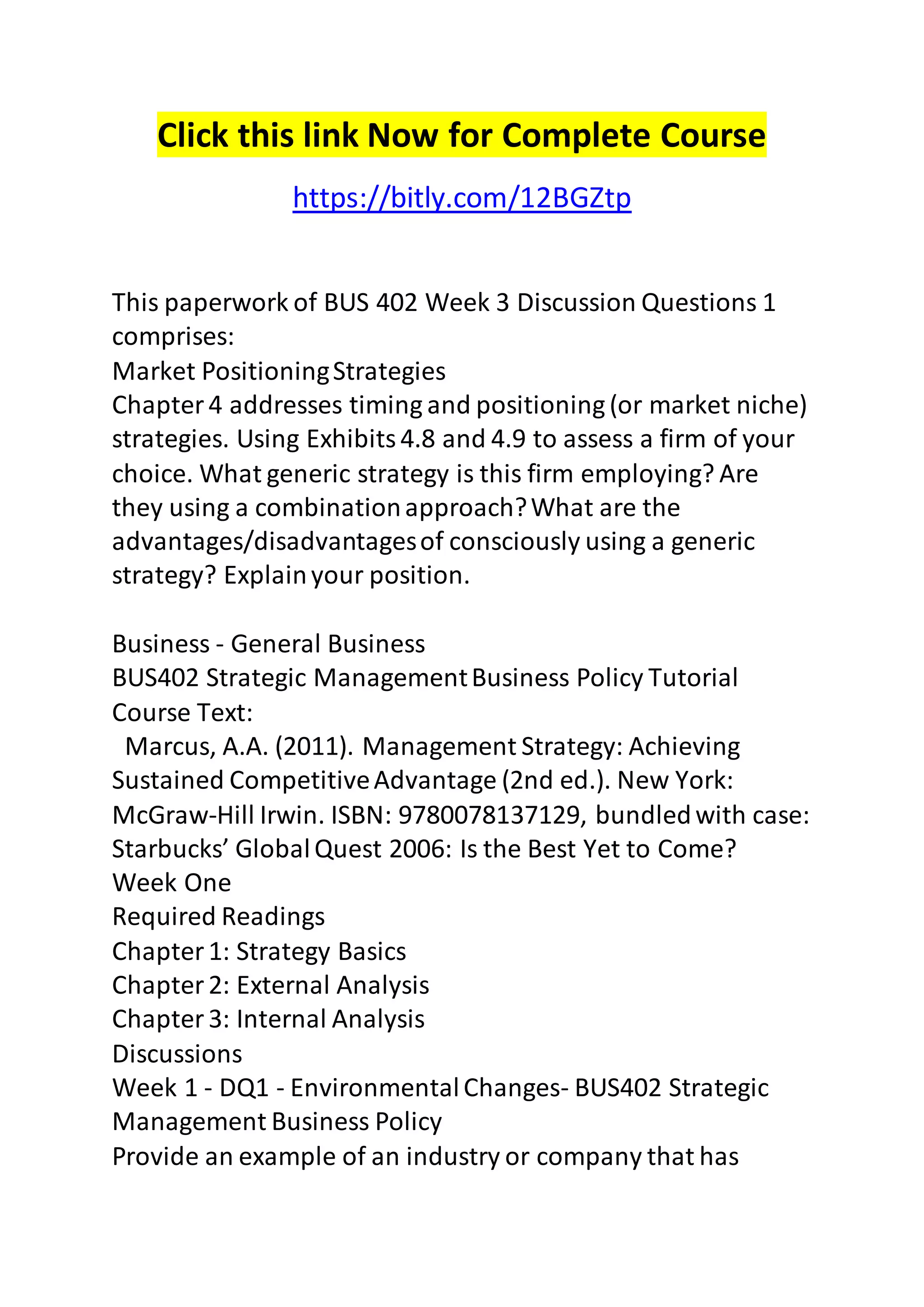 Bus 402 week 3 discussion questions 1 | DOCX | Large Business | Business