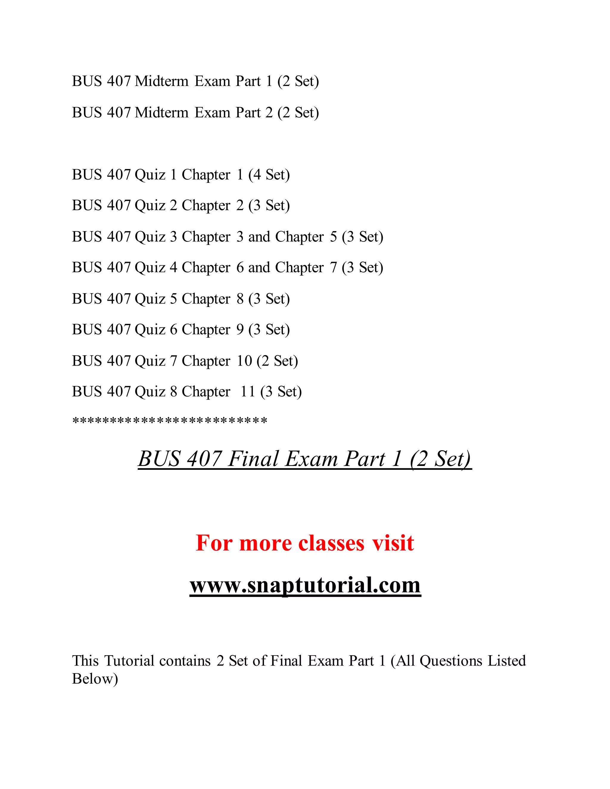 BUS 407 Education Redefined / snaptutorial.com