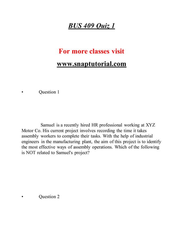 Bus 409 Enthusiastic Study / snaptutorial.com