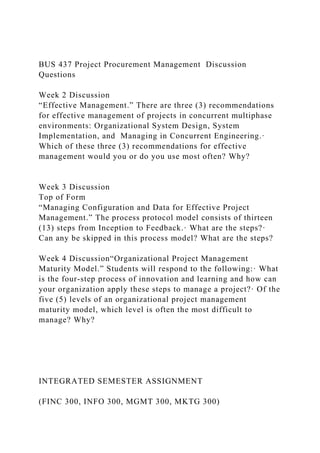 BUS 437 Project Procurement Management Discussion QuestionsWe.docx