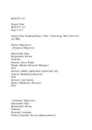 BUS475 v11Project PlanBUS475 v11Page 3 of 3Project P | PDF