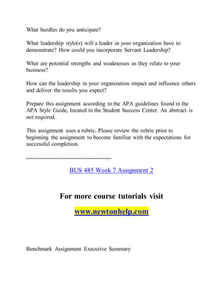 BUS 485 Success Begins /newtonhelp.com | PDF