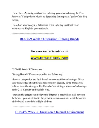 BUS 499 Education guide/Tutorialrank.com