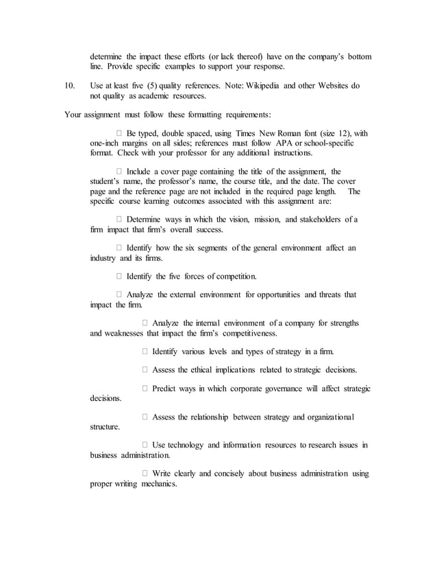 Bus 499 week 10 assignment 5 – strayer new | PDF