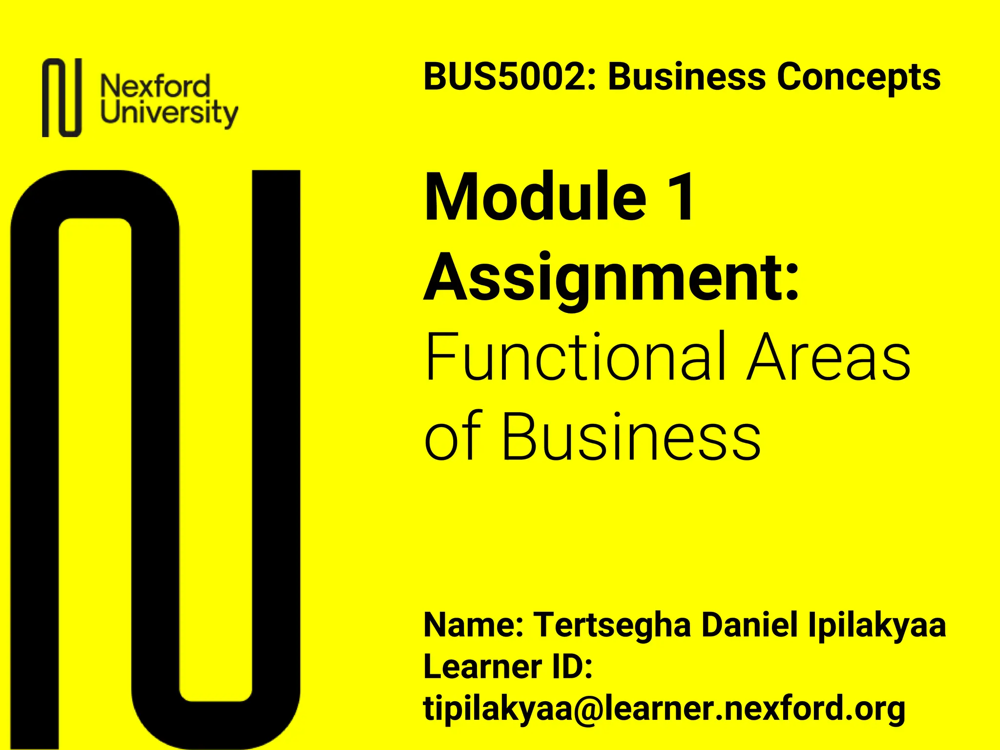 Functional Areas of Business: A Nexford University Assignment | PPTX