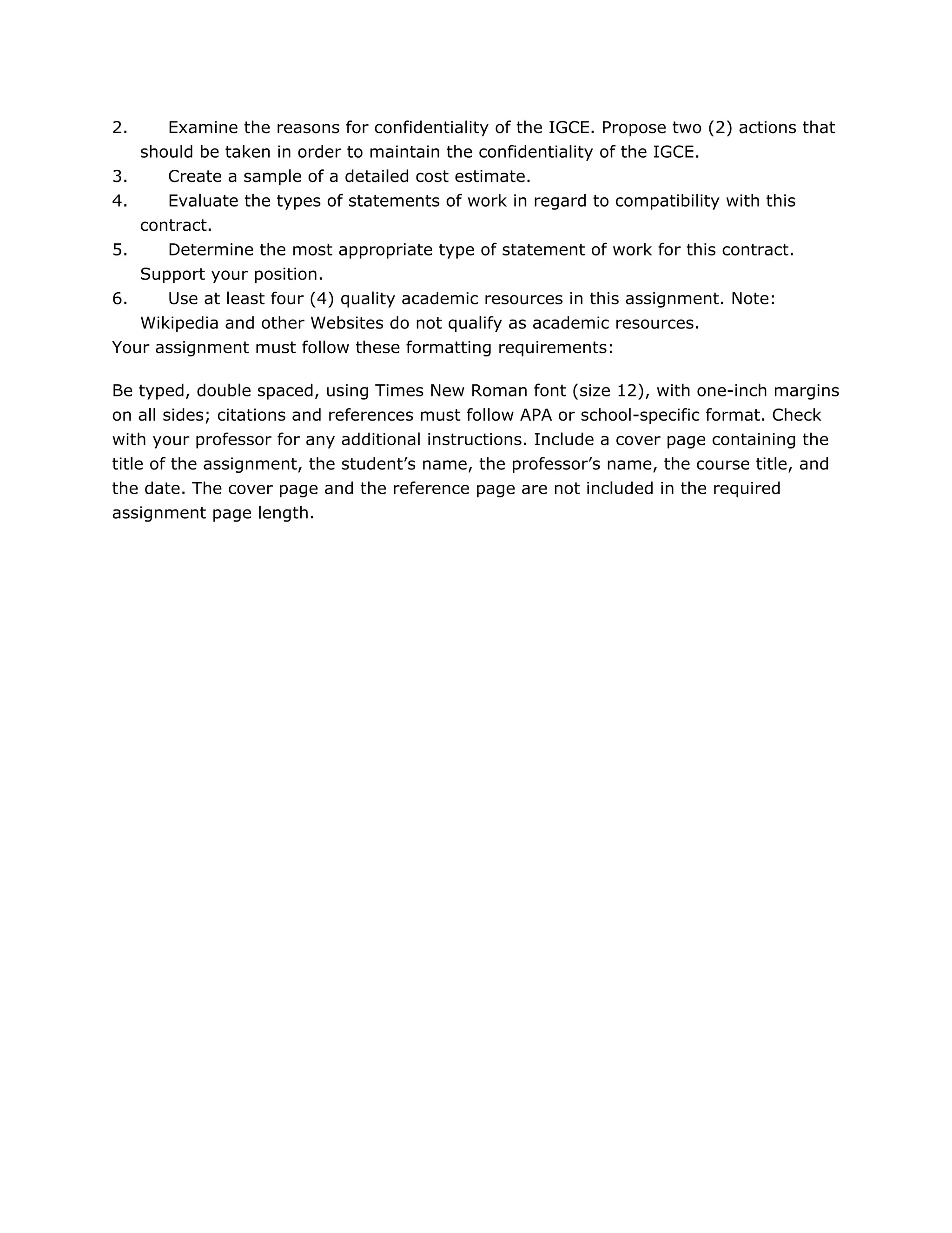 501 week 3 assignment 1 the independent government cost estimate and ...