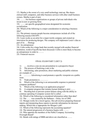 Bus 508 final exam part 2 (2 sets) | PDF