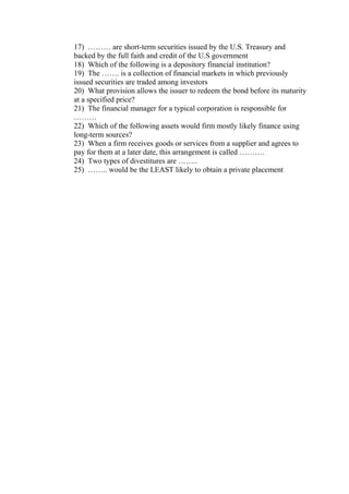 Bus 508 final exam part 2 (2 sets) | PDF