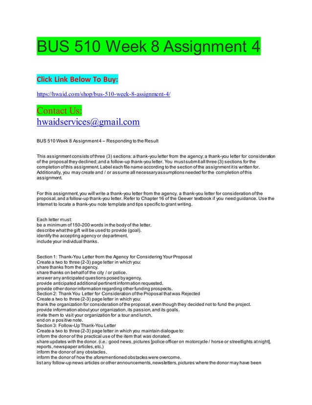 Bus 510 week 8 assignment 4 | PDF