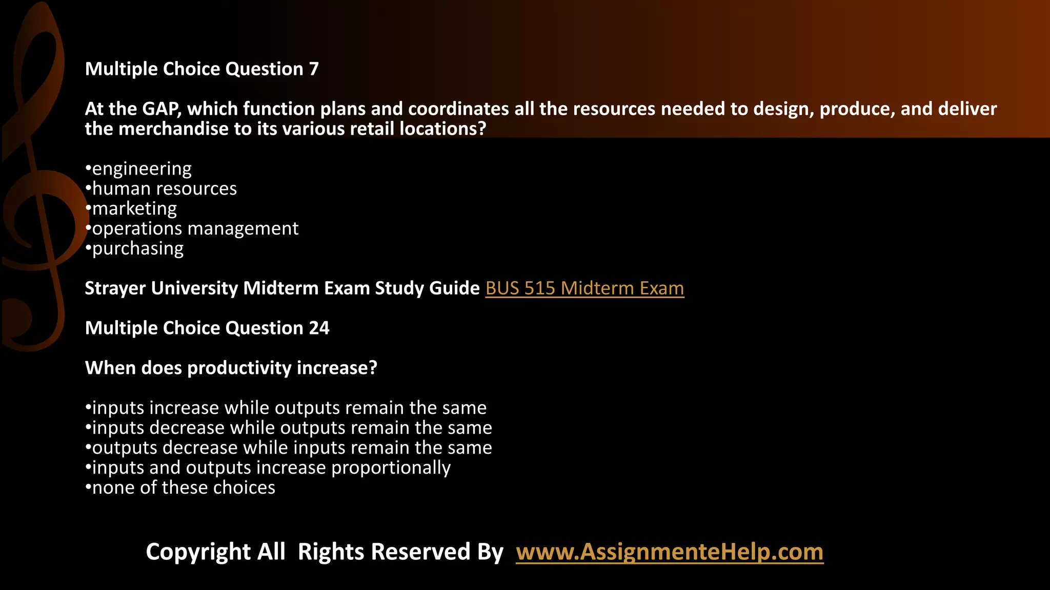 BUS 515 Midterm Exam Assignment | PPT