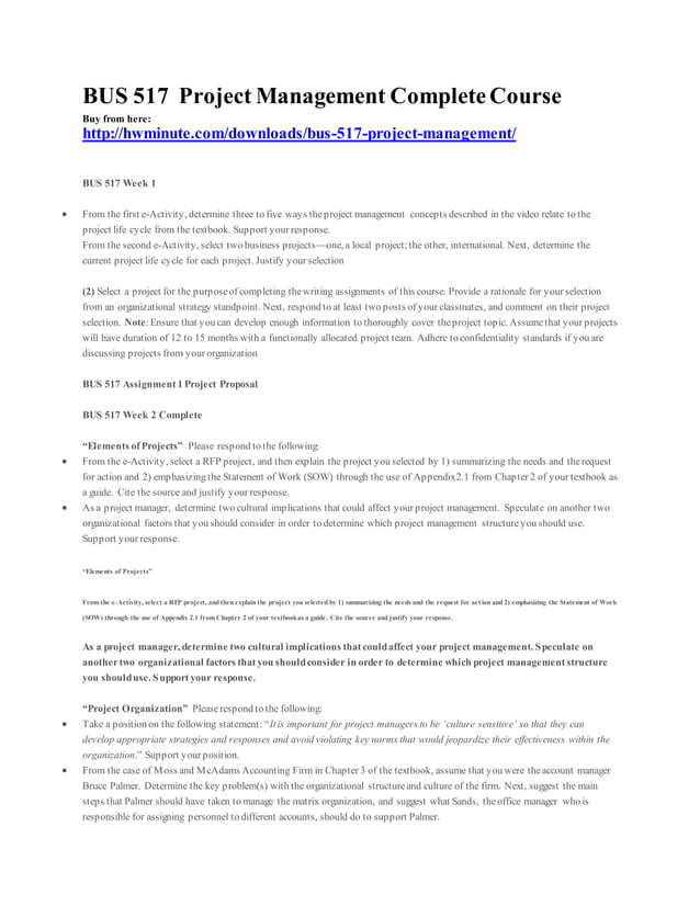 Bus 517 project management | DOCX