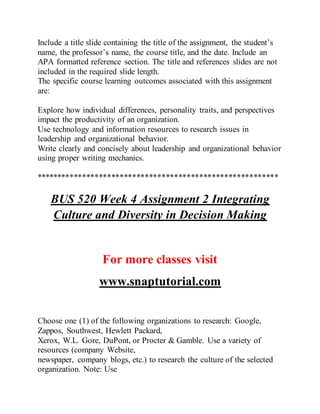 Bus 520 Enthusiastic Study / snaptutorial.com