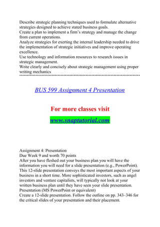 BUS 599 Effective Communication / snaptutorial.com