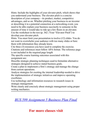 BUS 599 Effective Communication / snaptutorial.com