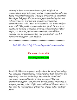 Bus 600 Enhance teaching / snaptutorial.com