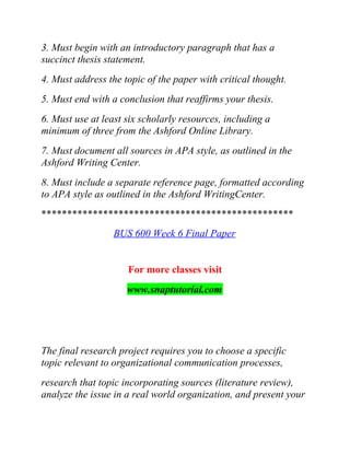 Bus 600 Enhance teaching / snaptutorial.com