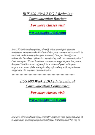 BUS 600 Education Specialist / snaptutorial.com | Secondary Education | Education