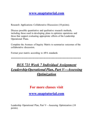 Bus 721 Enthusiastic Study / snaptutorial.com