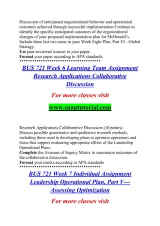 BUS 721 Enhance teaching / snaptutorial.com