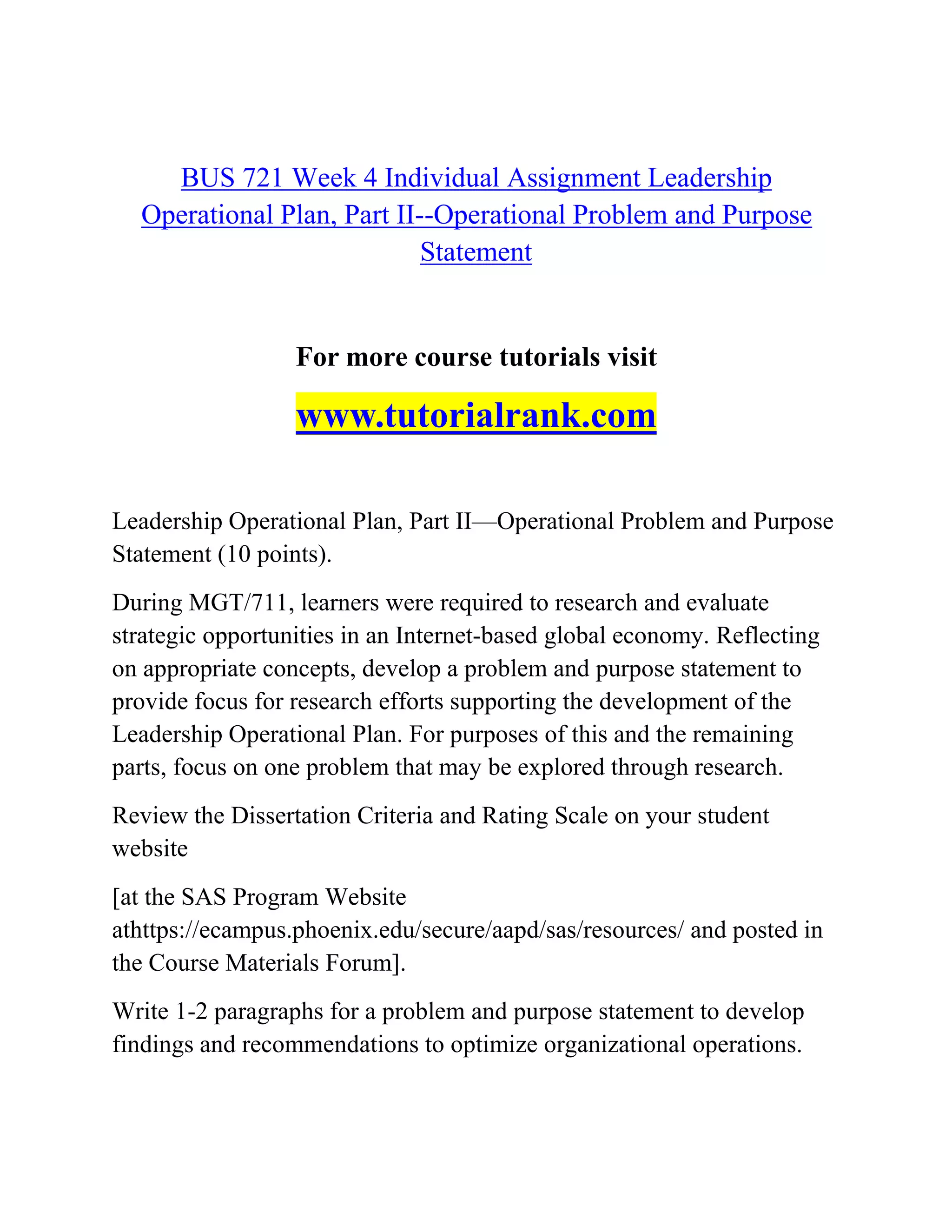 BUS 721 Effective Communication - tutorialrank.com