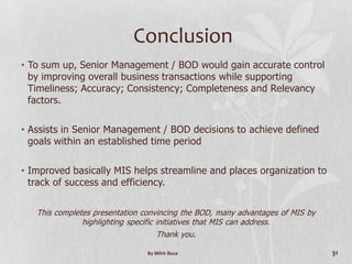 Advantages of MIS | PPT
