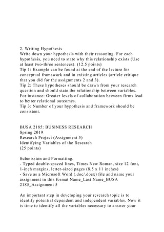 BUSA 2185 BUSINESS RESEARCHSpring 2019Research Project (Assig.docx