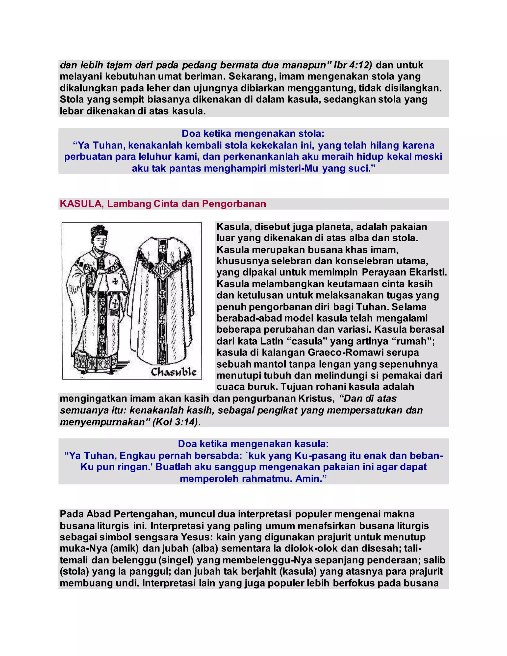Busana liturgis imam dalam misa yesaya | DOCX