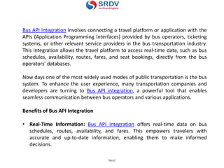 Benefits of Bus API Integration | PDF