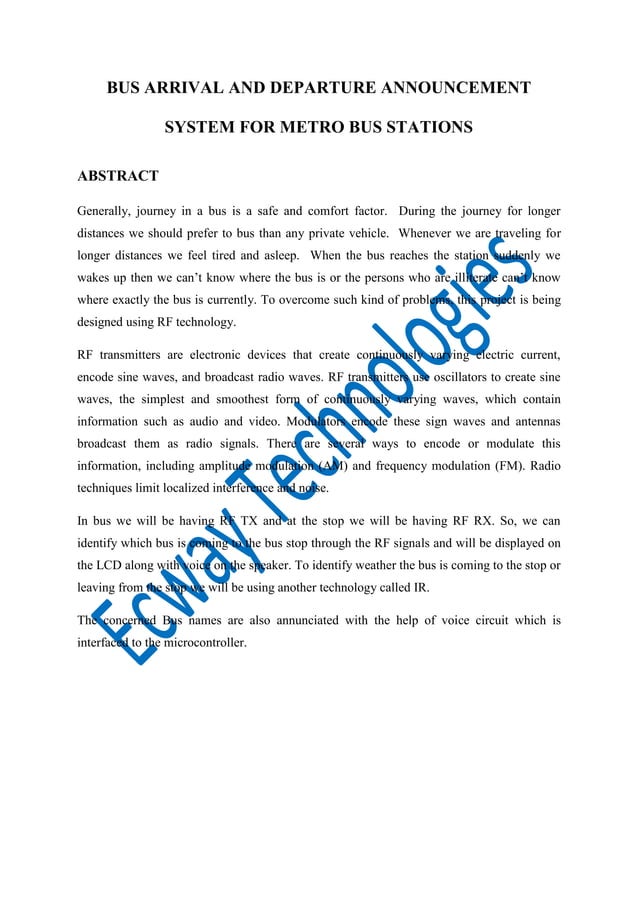 Bus arrival and departure announcement system for metro bus stations | PDF