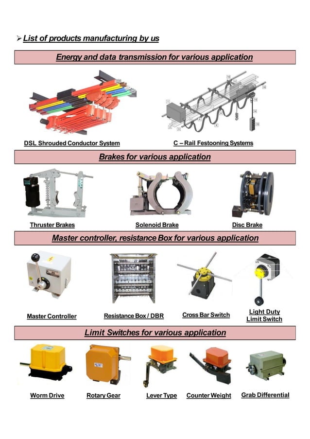 Manufacturer of all Electric Control Gears for EOT Crane | PDF