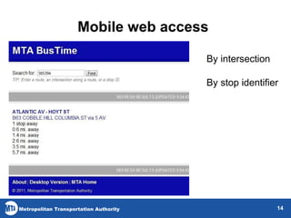 MTA Bus Customer Information Systems | PPT