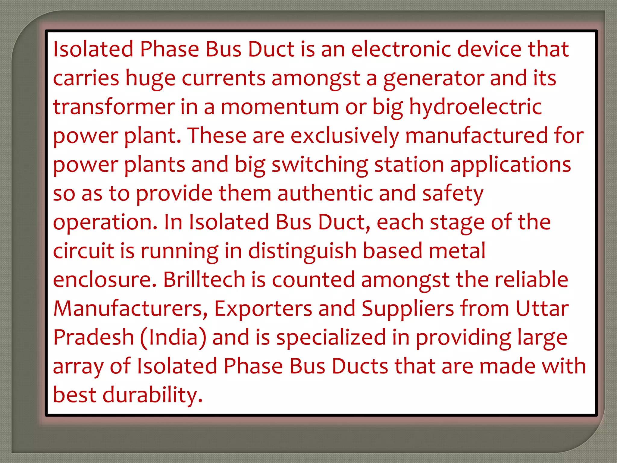 Bus ducts & bus bars | PPTX