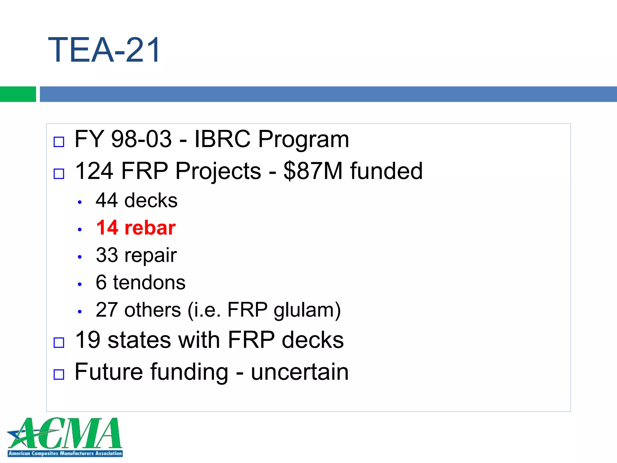 Fiber Reinforced Polymer (Frp) Composites Rebar | PPTX
