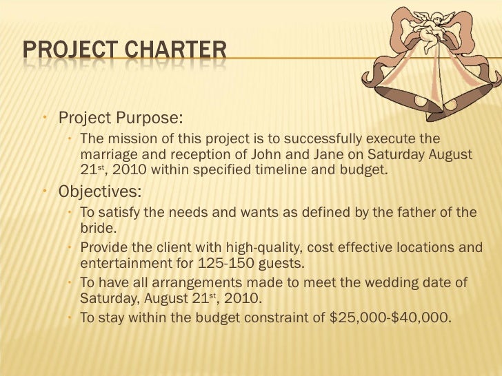 Project Charter Of Wedding