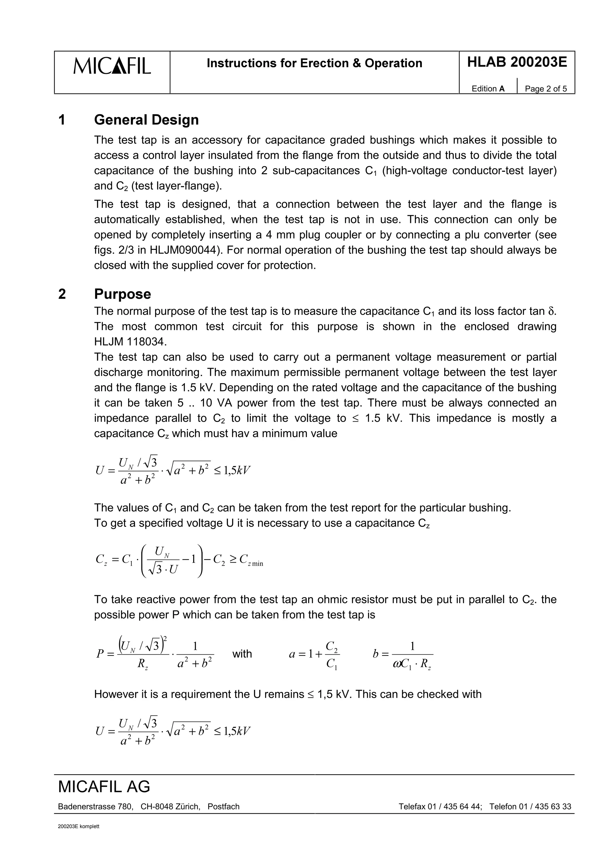 Bushing test tap | PDF
