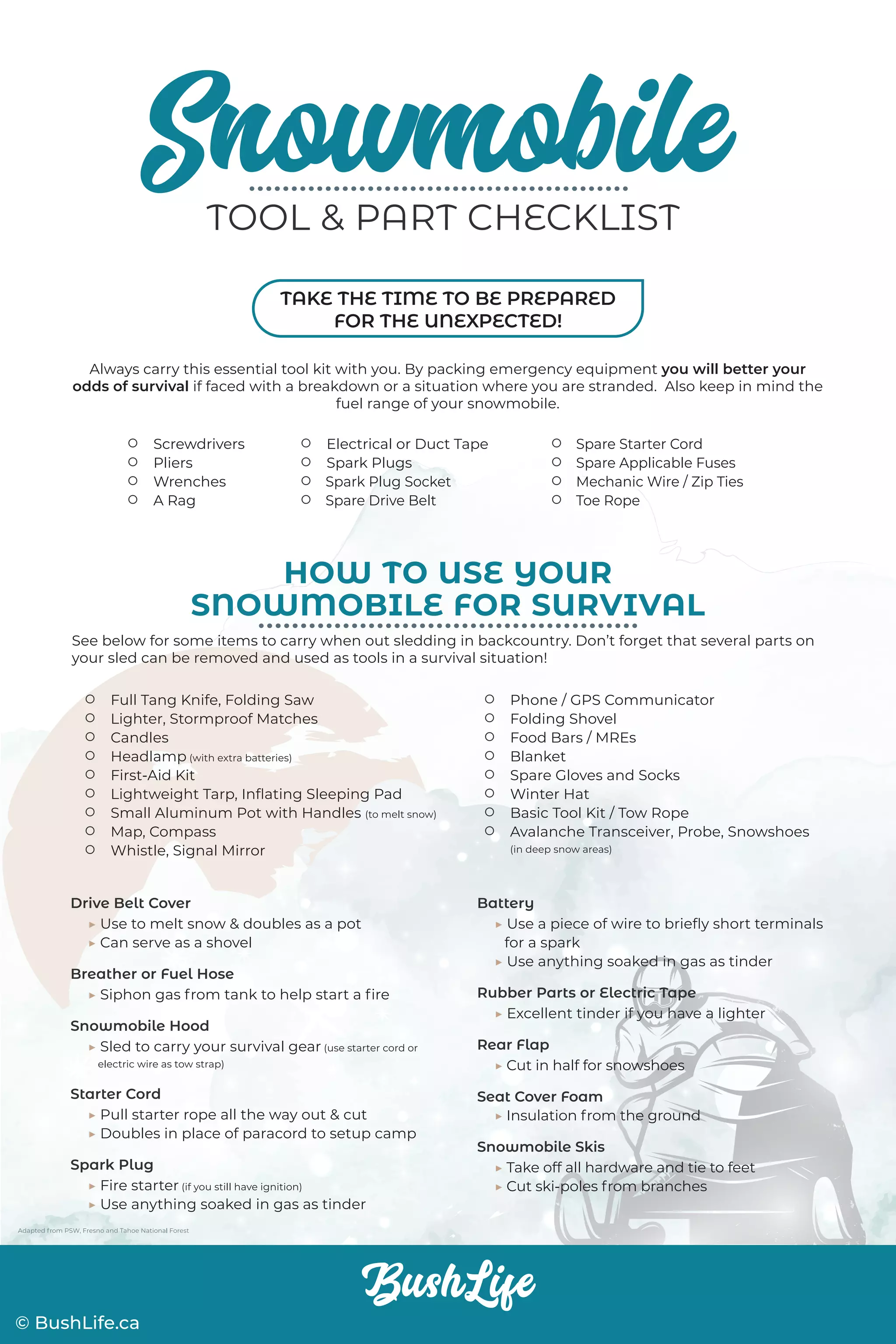 Snowmobile Tool and Part Checklist Infograph | PDF