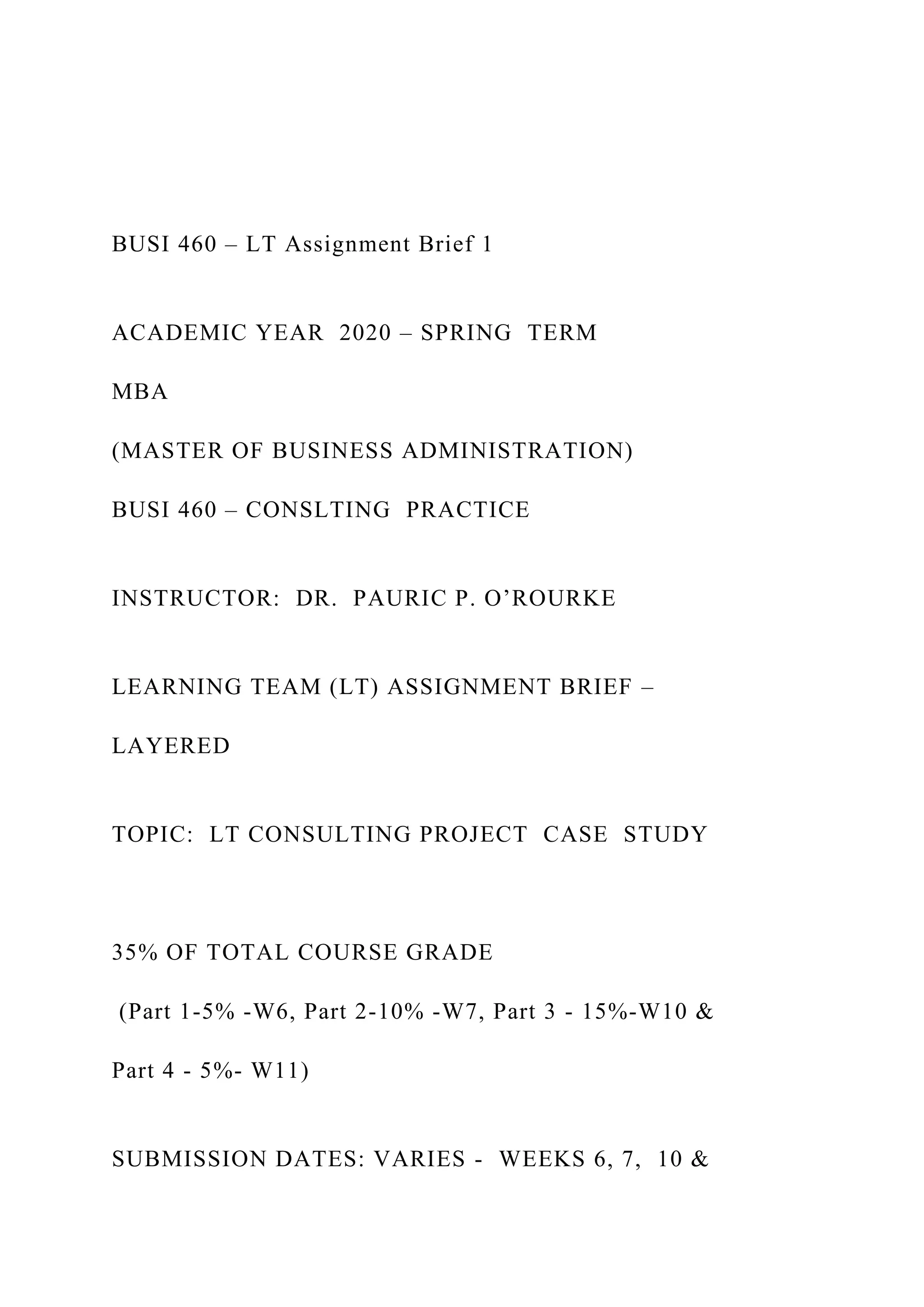 BUSI 460 – LT Assignment Brief 1 ACADEMIC YEAR 2020 – S.docx