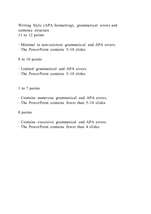 BUSI 472 Etiquette PowerPoint Grading RubricCriteriaLevels o | PDF