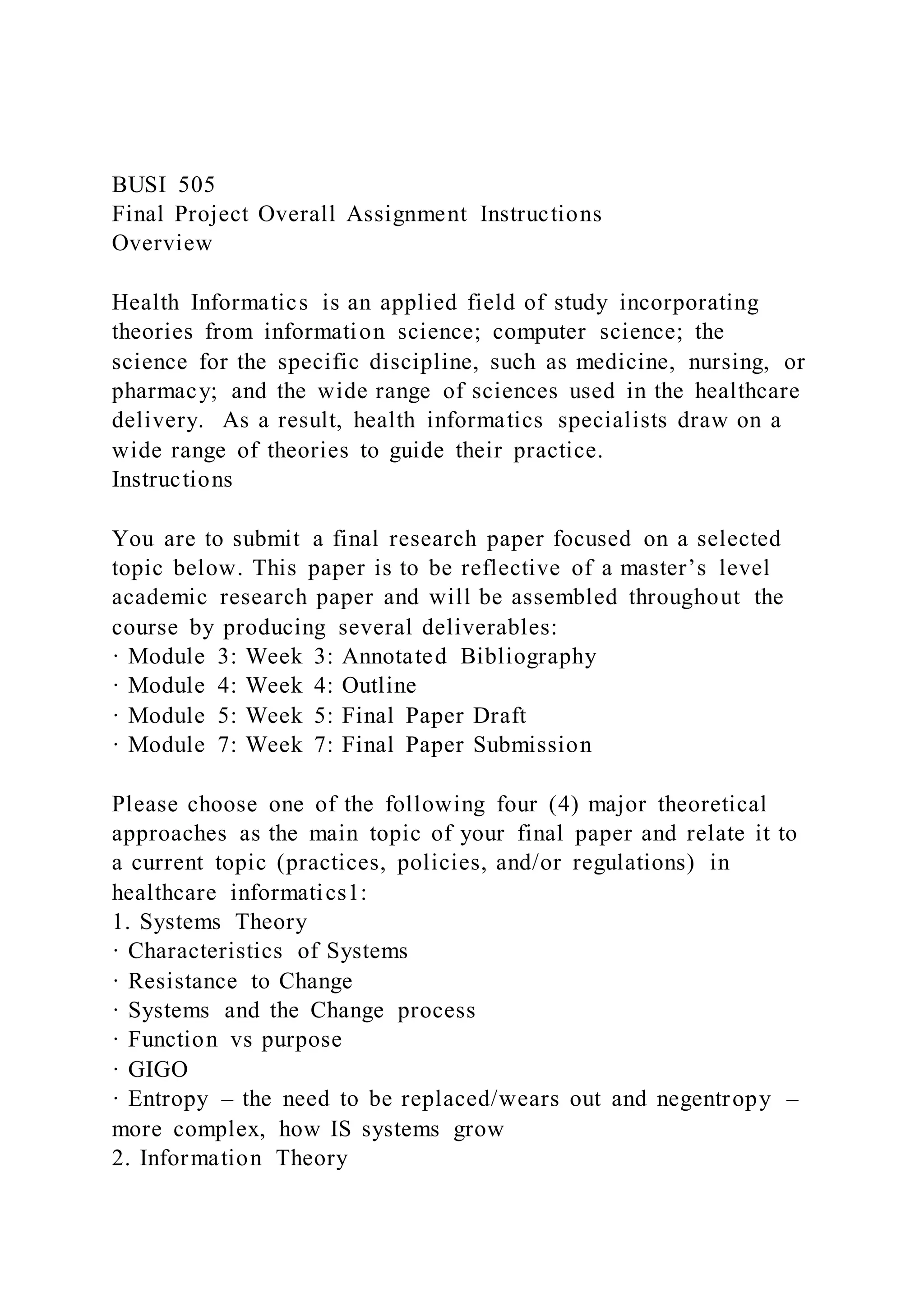 BUSI 505Final Project Overall Assignment InstructionsOverview | DOCX